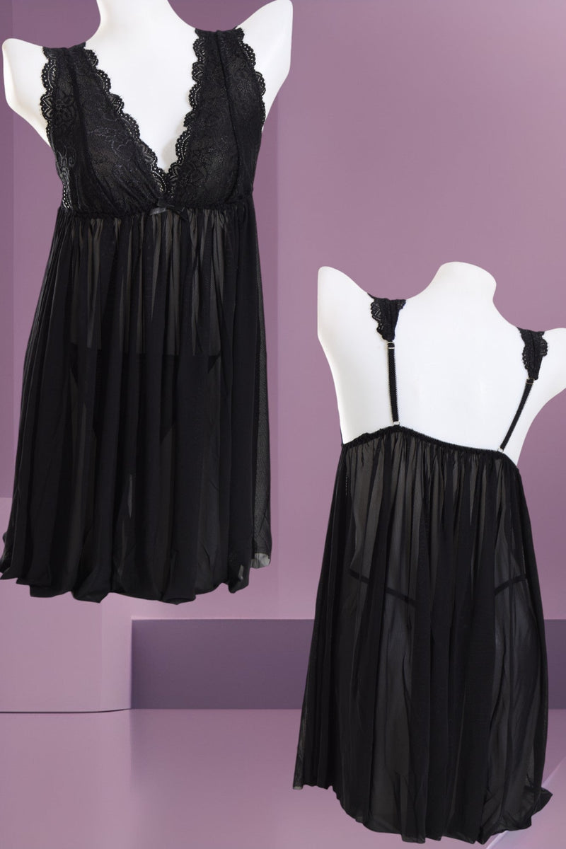 Black Patterned 2 Piece Lingerie Set Stylephase Sa