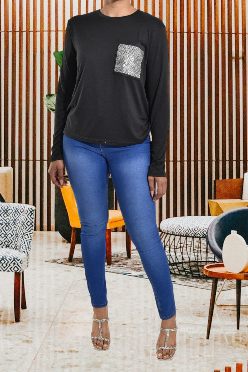 Black Front Pocket Top – StylePhase SA