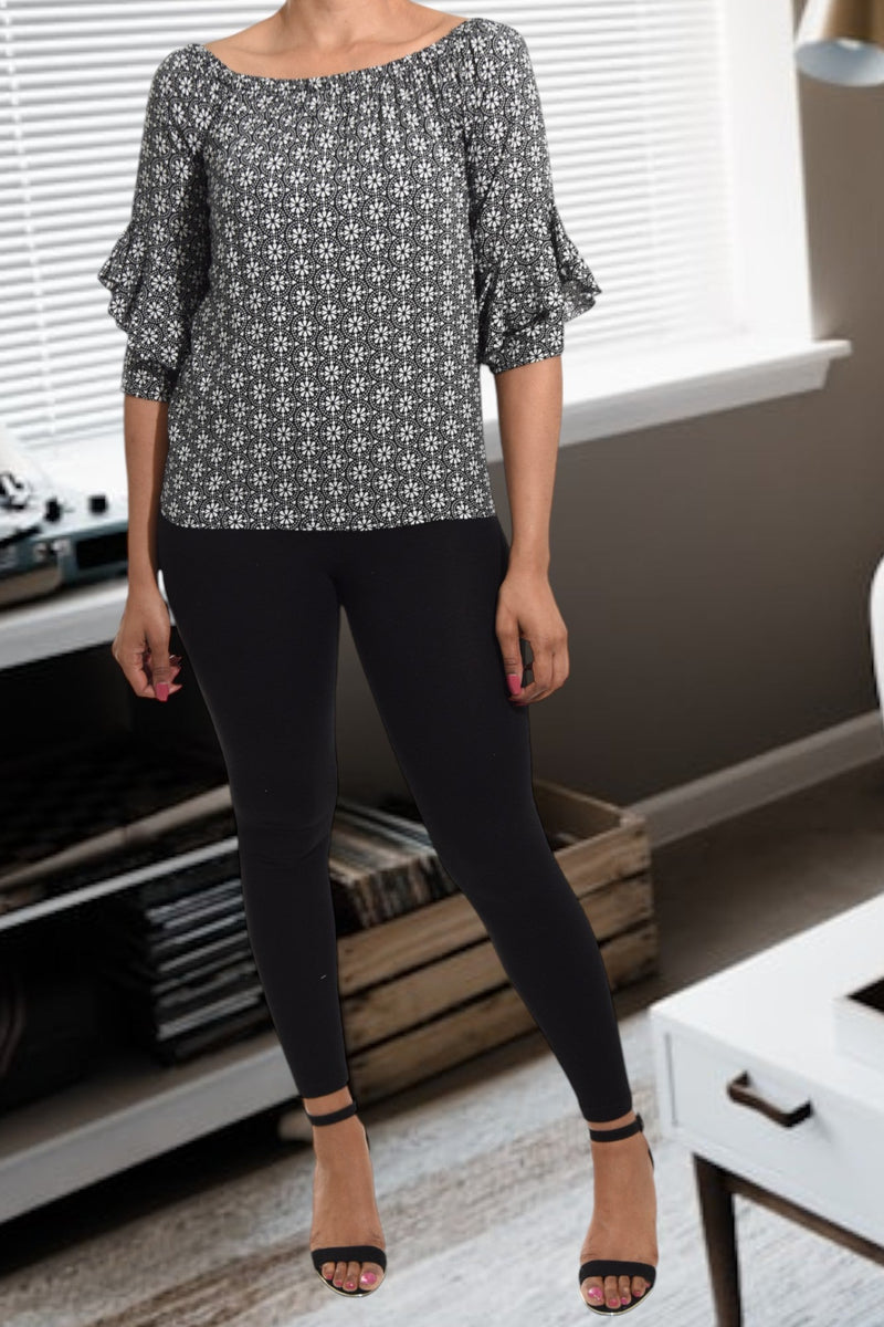 Grey Flutter Sleeve Top – StylePhase SA