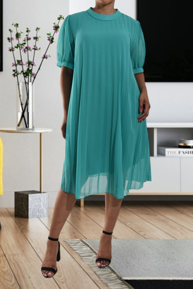 Ladies Green Pleated Dress – StylePhase SA