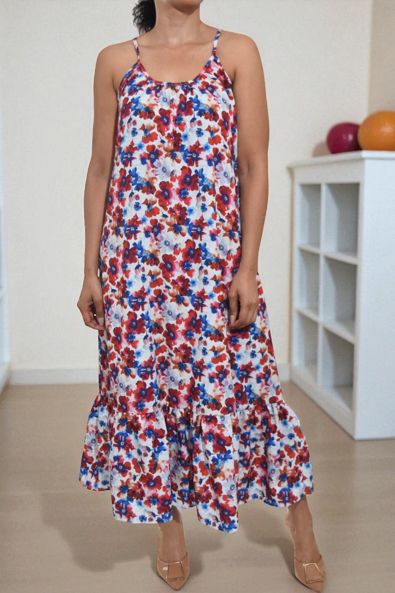 Ladies Red Strappy Ruffle End Dress – StylePhase SA