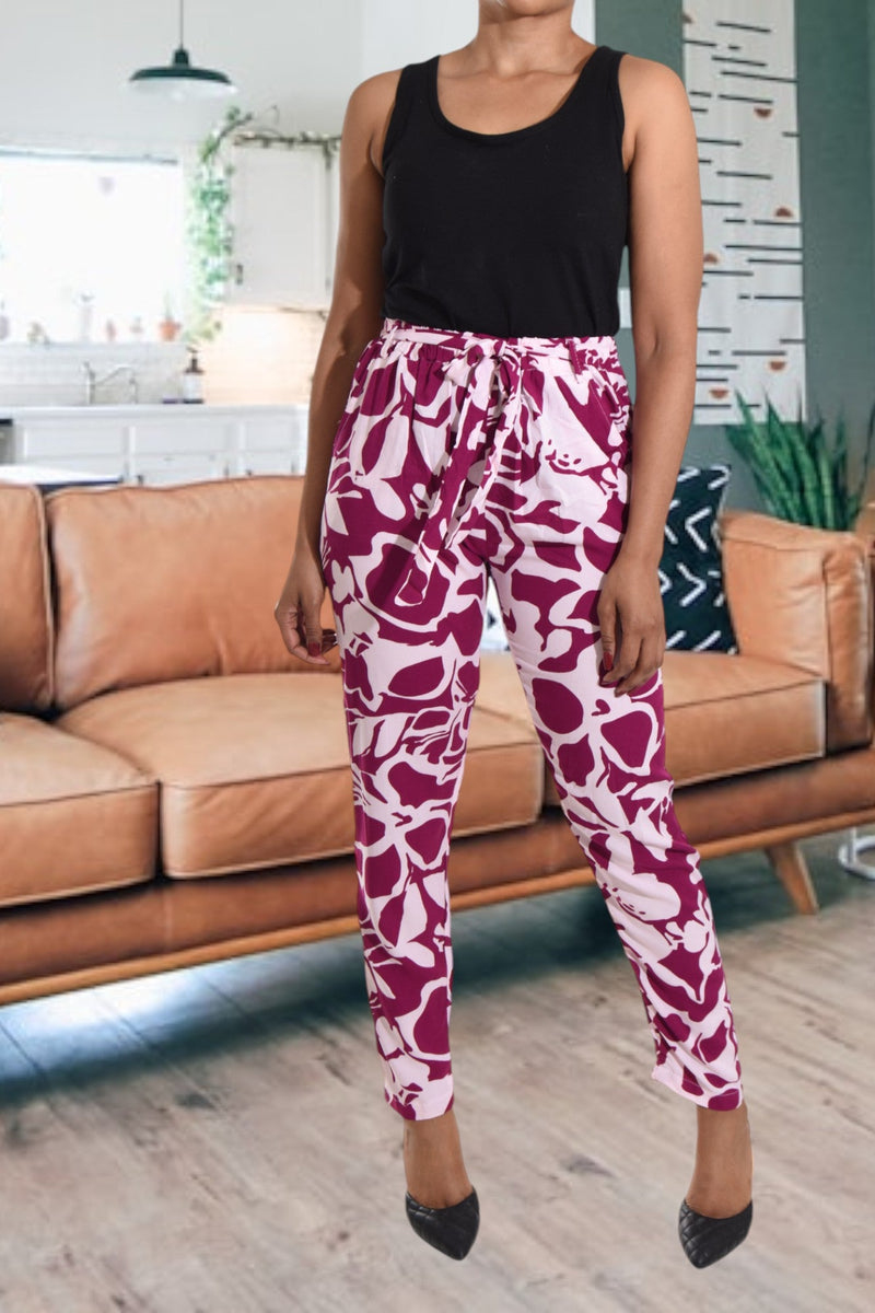 Maroon Floral Pocket Pants – StylePhase SA